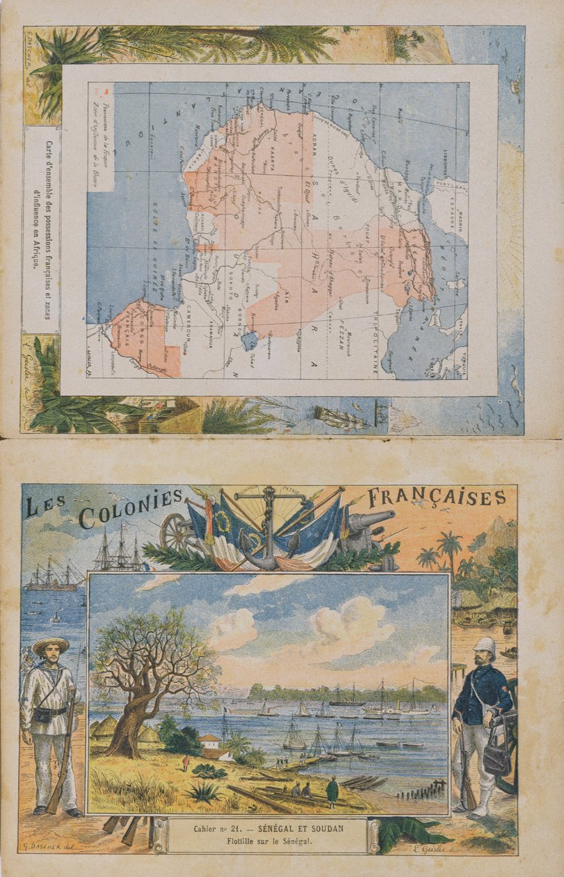 Map of French Possessions and Spheres of Influence in Africa and a View ...