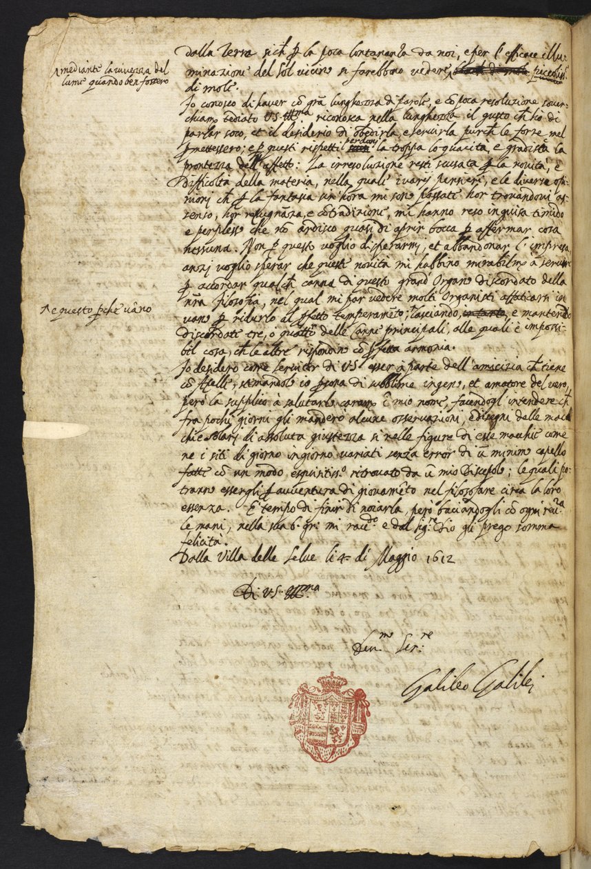 Letter by Galileo Galilei: Highest-quality art reproduction