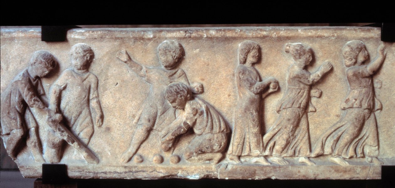 Gallo Roman art: marble frieze in low relief from a sarcophagus ...