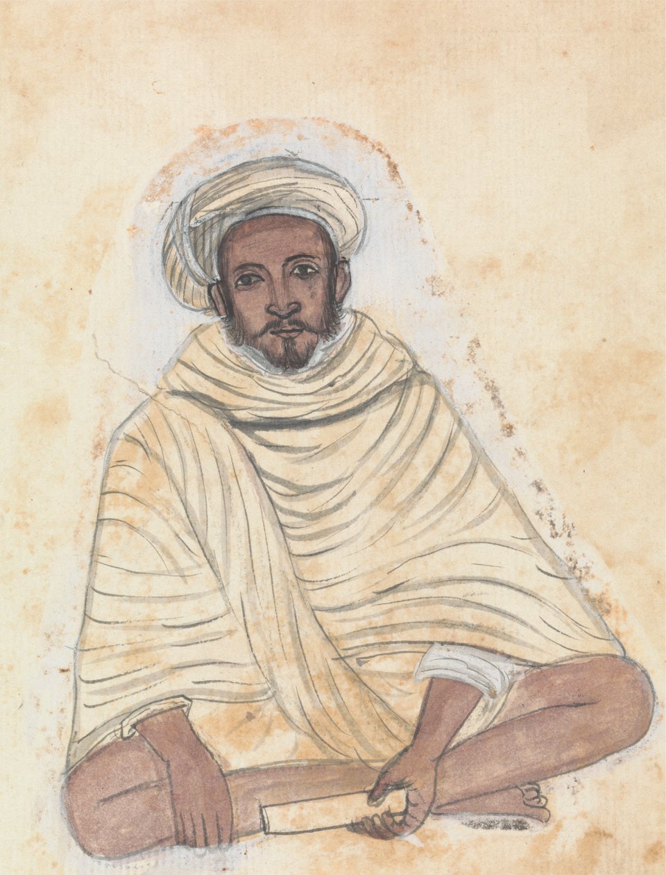 A Man Holding a Scroll by Gangaram Chintaman Tambat