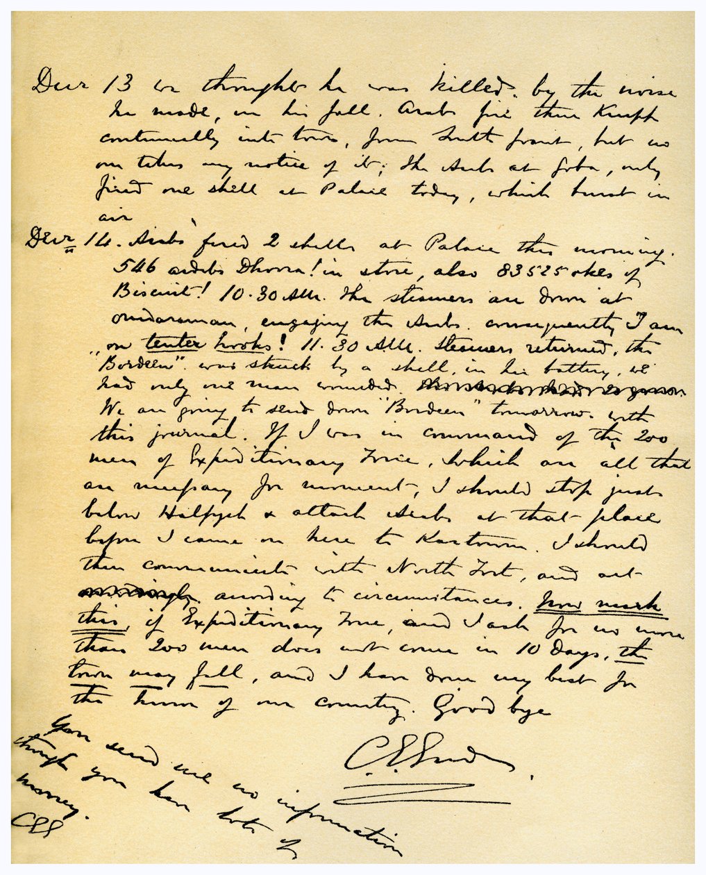 Gordon's Diary of the Siege of Khartoum, 14th December 1884