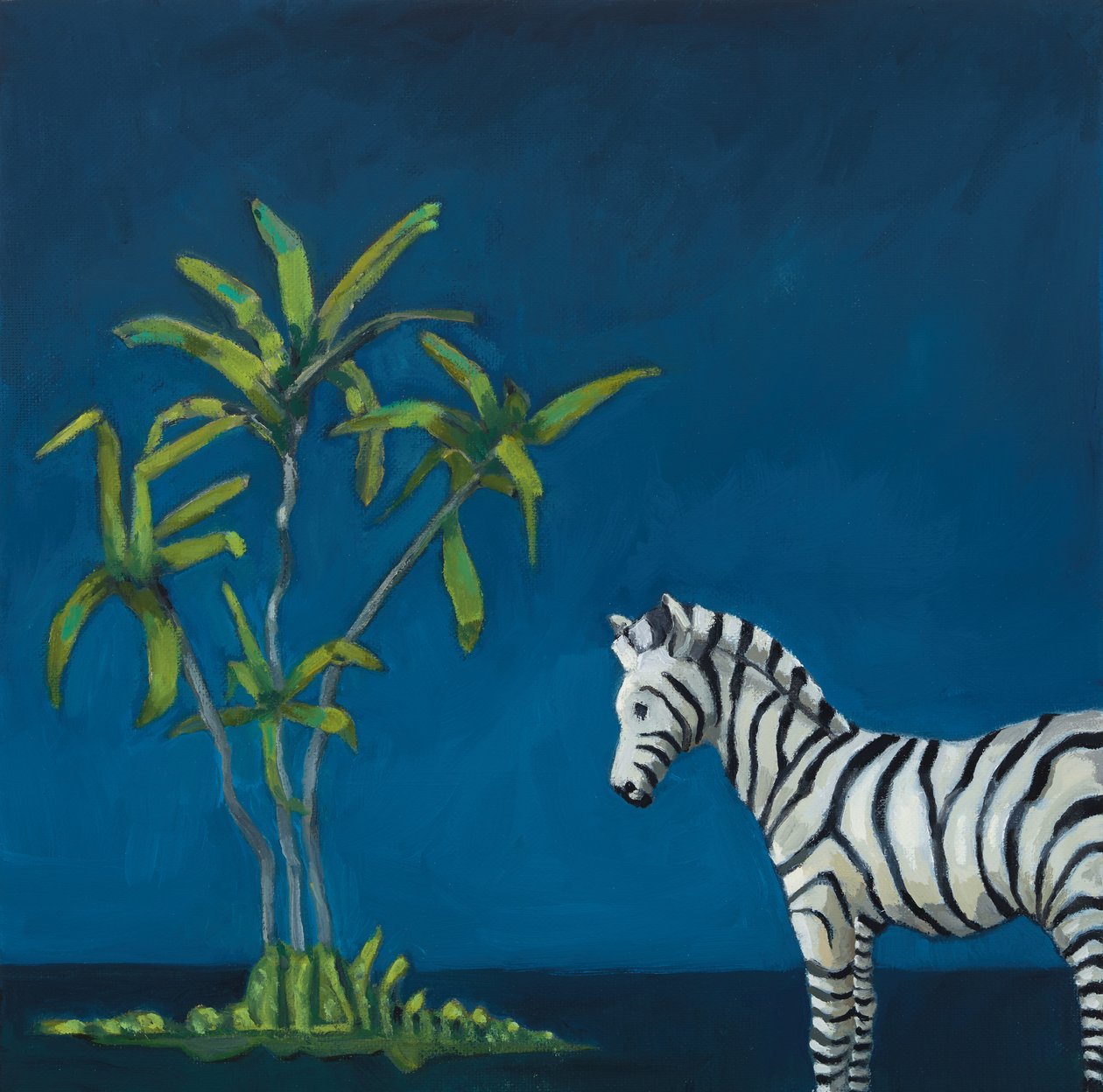 Zebra with Palm Tree, 2019 by Genevieve French