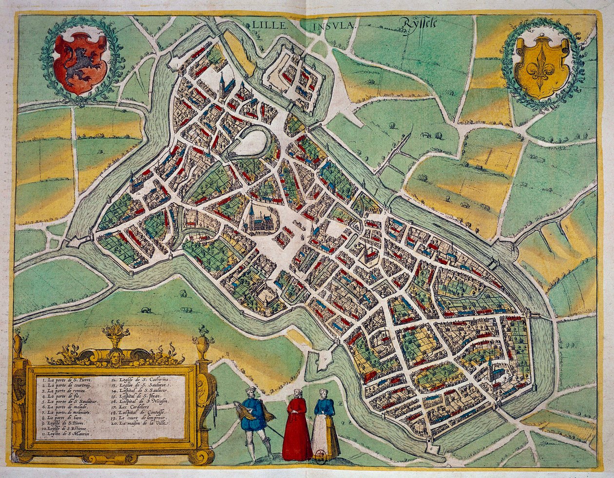 Map of the City of Lille (from 'Civitates Orbis Terrarum' by Georg ...
