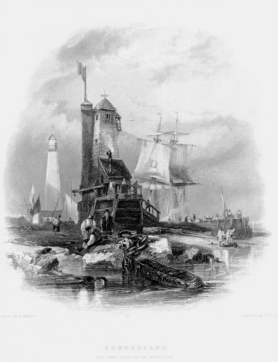 Sunderland Lighthouse on the South Pier, 1841
