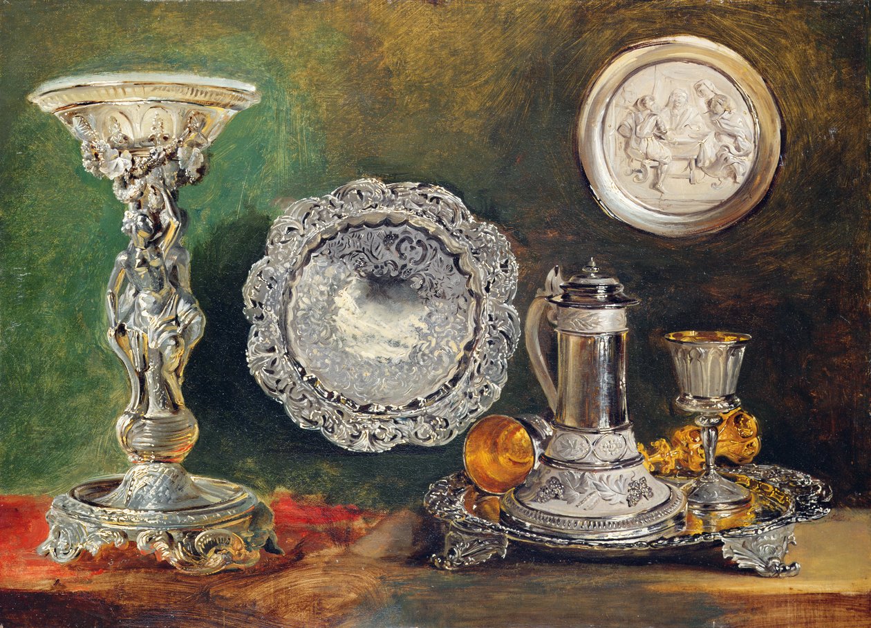 A Still Life of Silver by George Lance: Buy fine art print