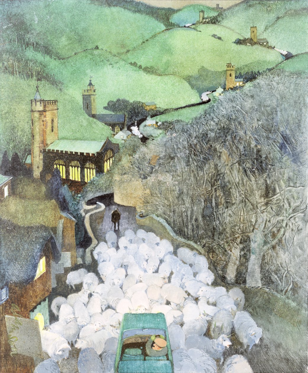 Sheep on the Road by George Adamson: Buy fine art prints