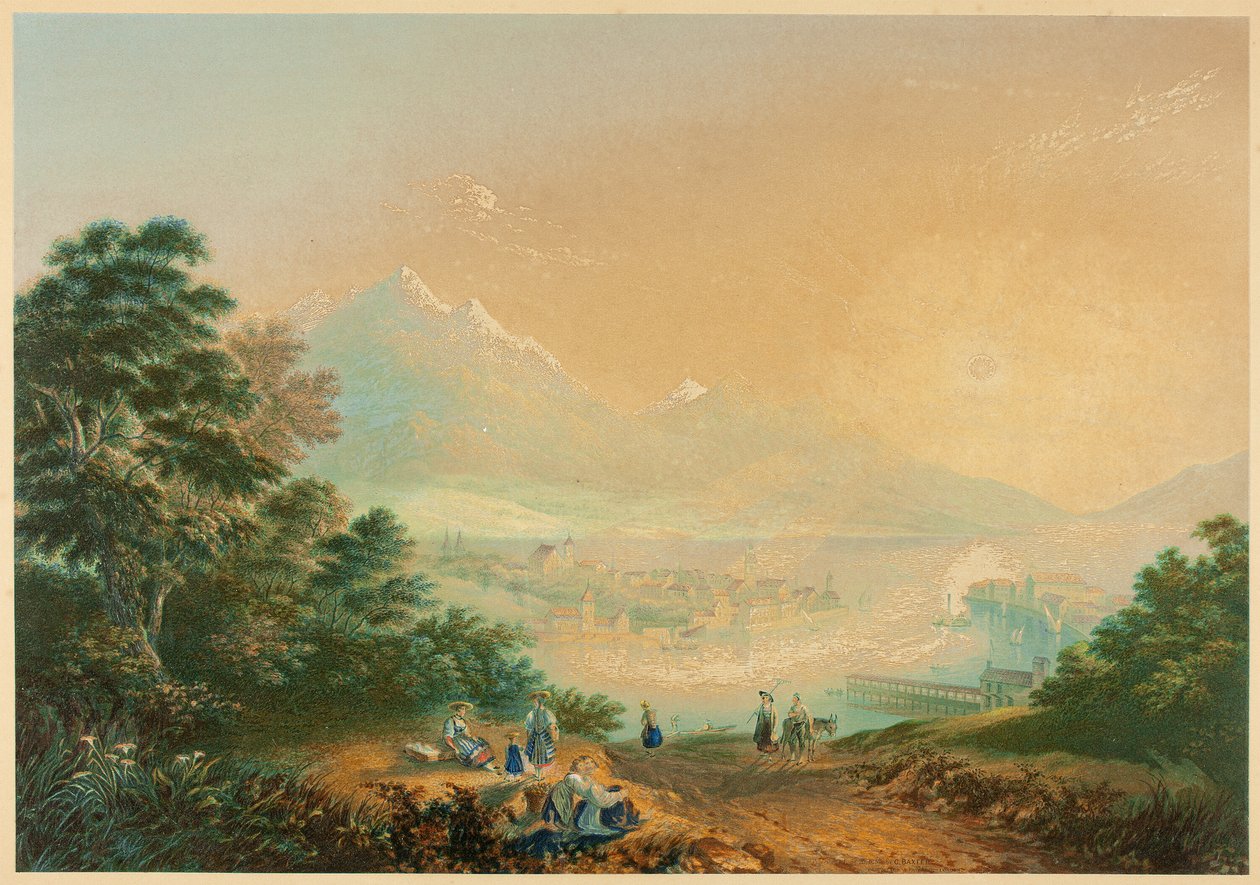 Lake Lucerne, Switzerland by George Baxter: Fine art print