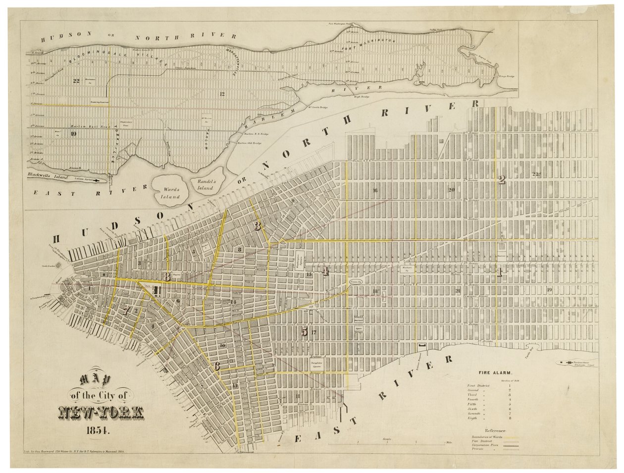 Map of the City of New-York, 1854 by George Hayward