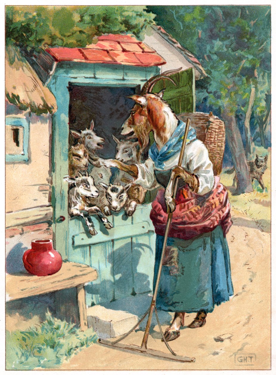 Mother goat and her little ones, illustration from 'Once Upon a Time ...