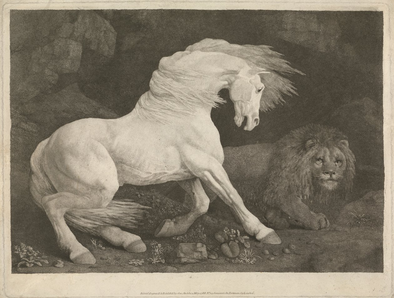 A Horse Affrighted by a Lion by George Stubbs