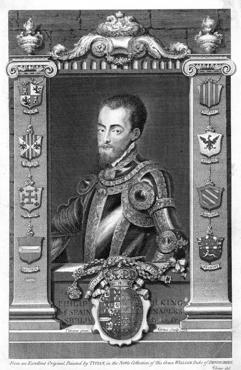 Philip II, King of Spain by George Vertue: Fine art print
