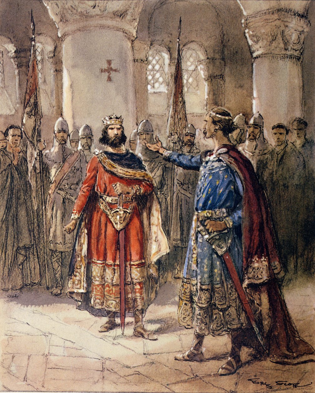 Hugues I Capet (941-996), King of France and Adalbert de Perigord, from ...