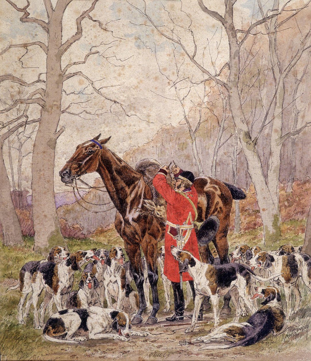 Loading a Deer Killed During a Horse Hunt