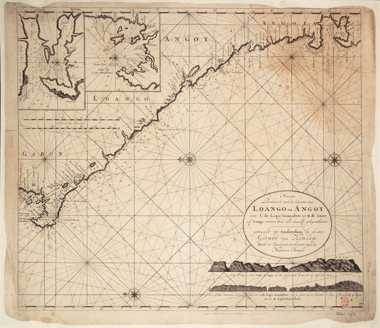 Chart of Gulf of Guinea, Africa, early 18th century