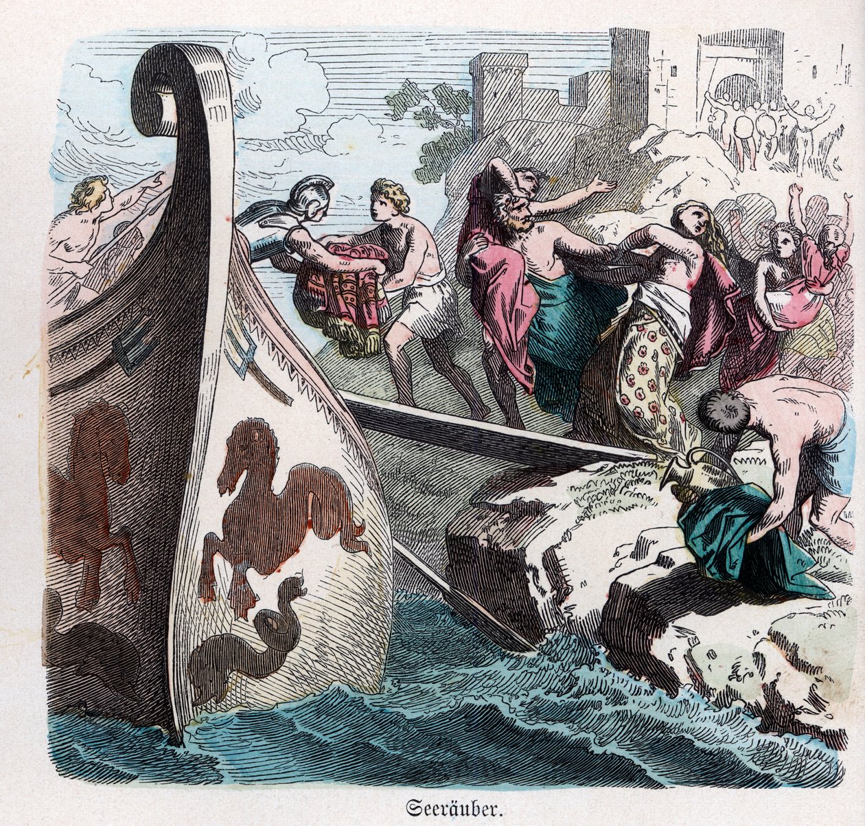 Ancient History. Greece. Sacking of a Town by Greek Pirates