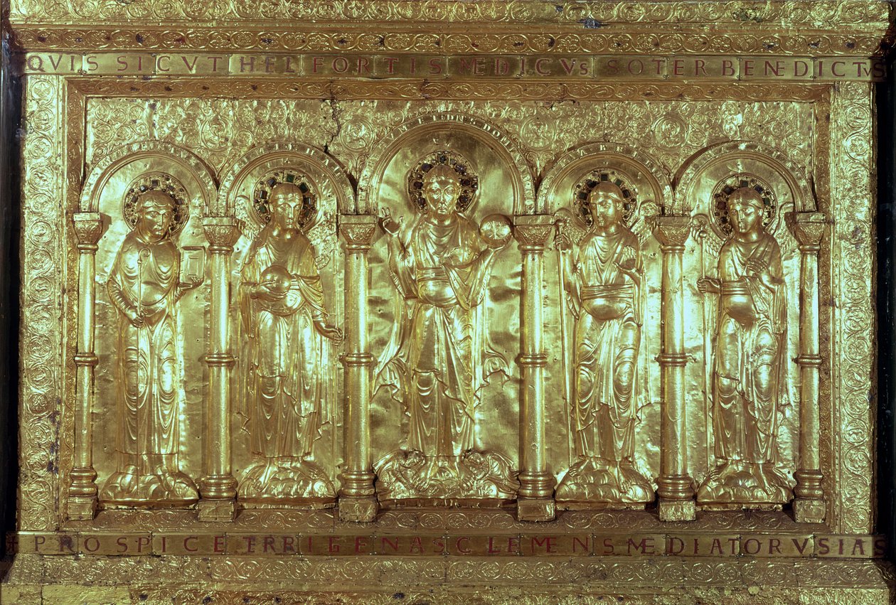 Antependium depicting Christ with the donors at his feet between the ...