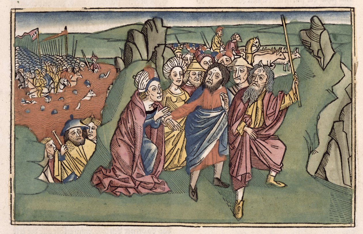 Exodus 14 Moses and the Israelites crossing the Red Sea, from the ...