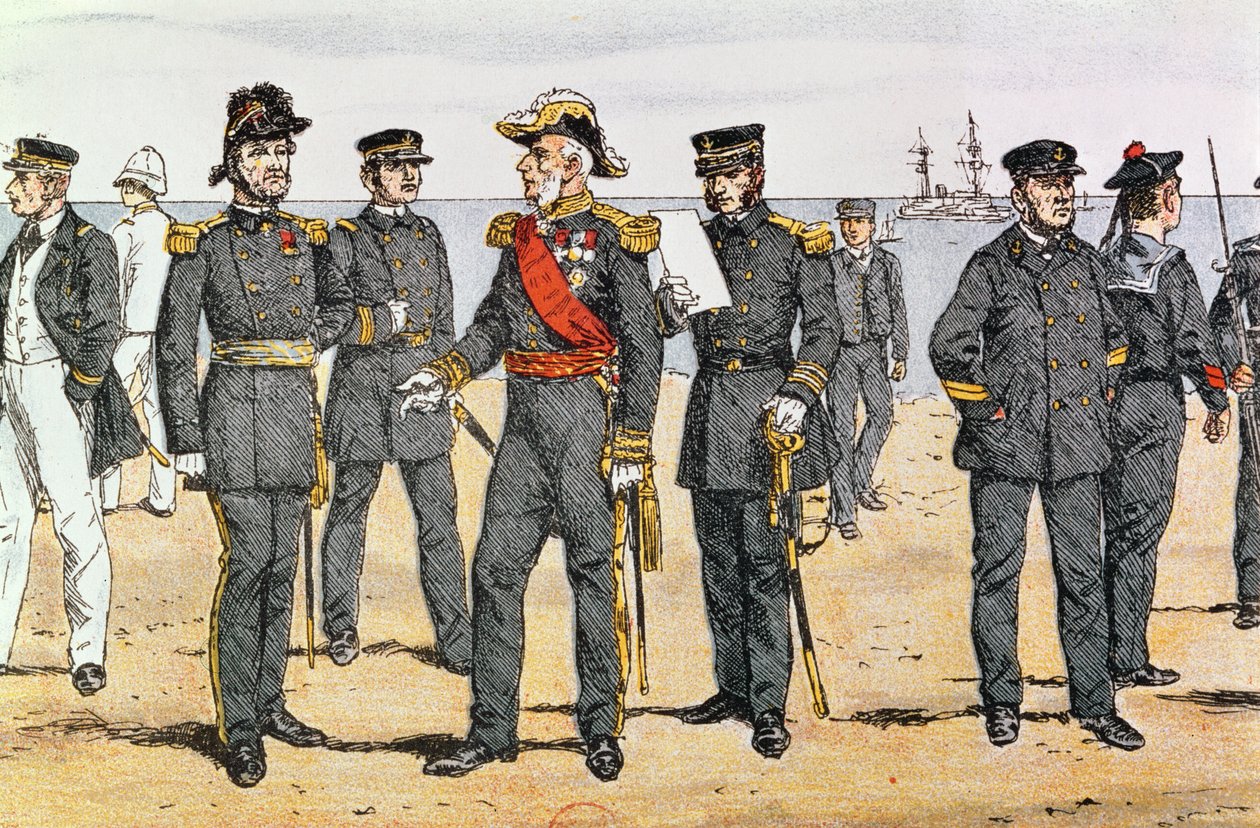 French navy uniforms, late 19th century by German School