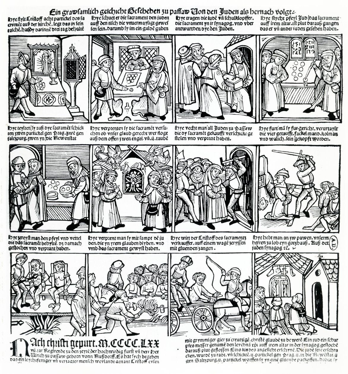 Host desecration by the Jews of Passau by German School