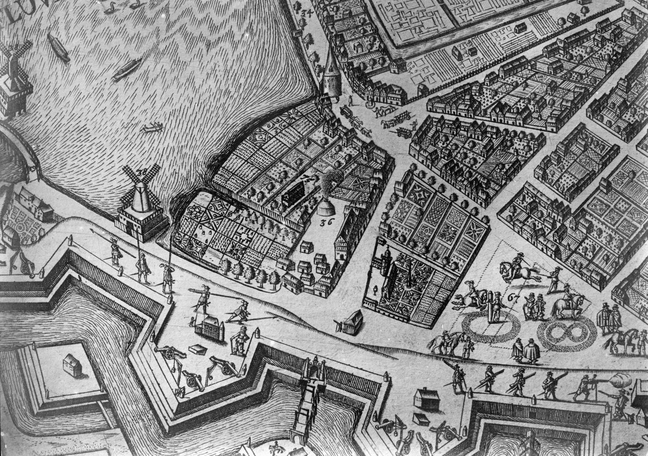 Map of Hamburg Showing its First Opera House, 1690