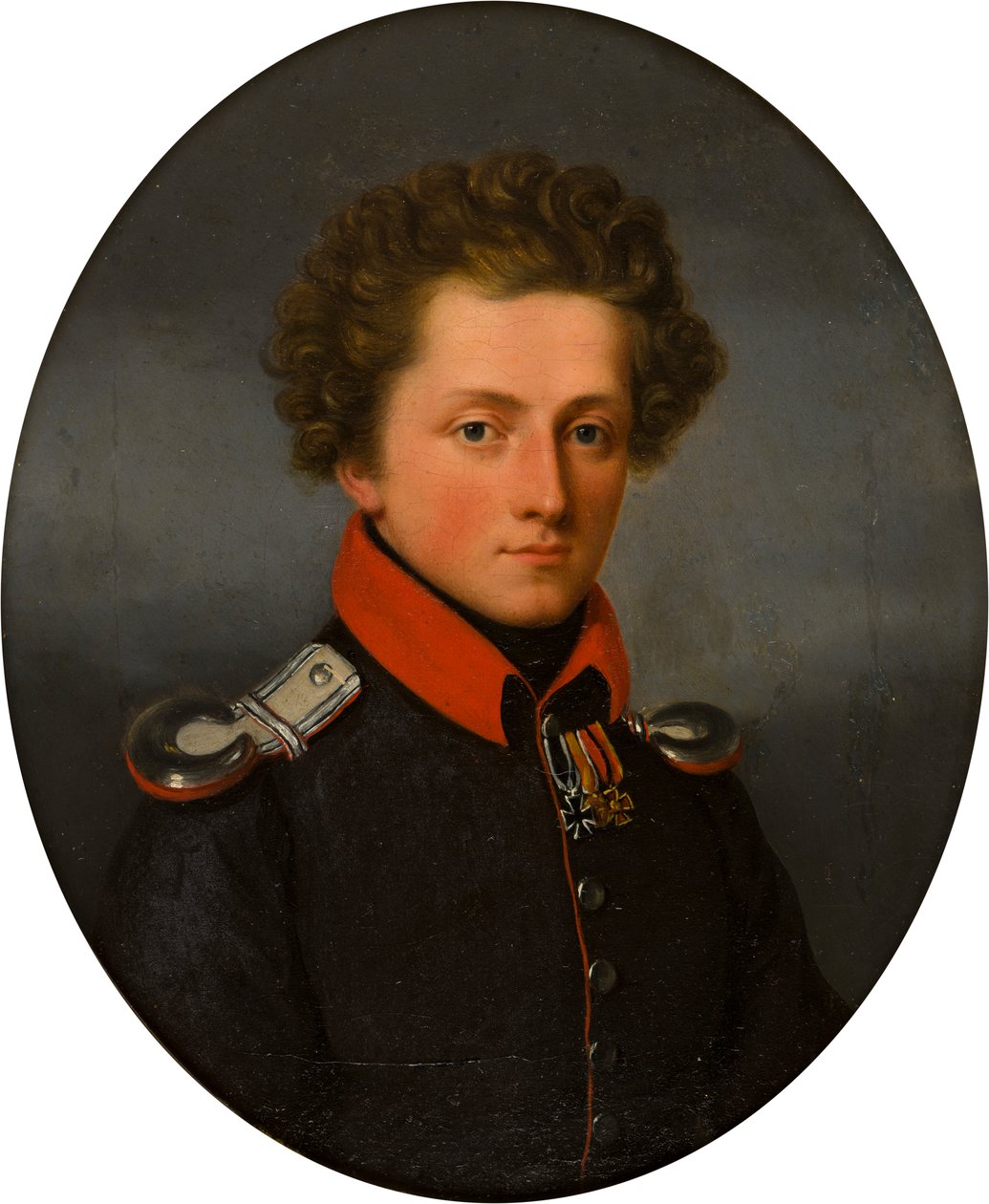 Portrait of a Young Officer by German School: Fine art print
