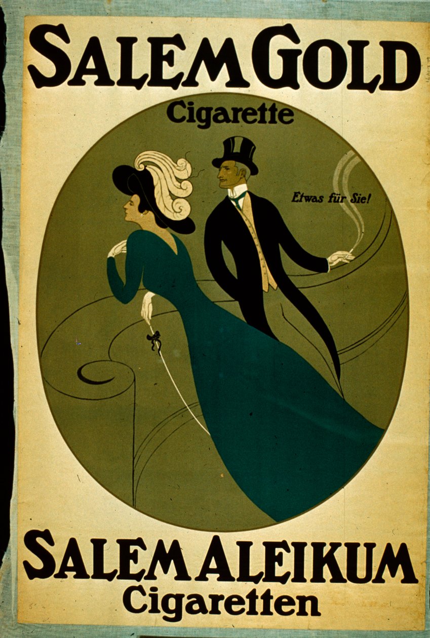 Salem Gold Cigarette Ad by German School: Fine art print