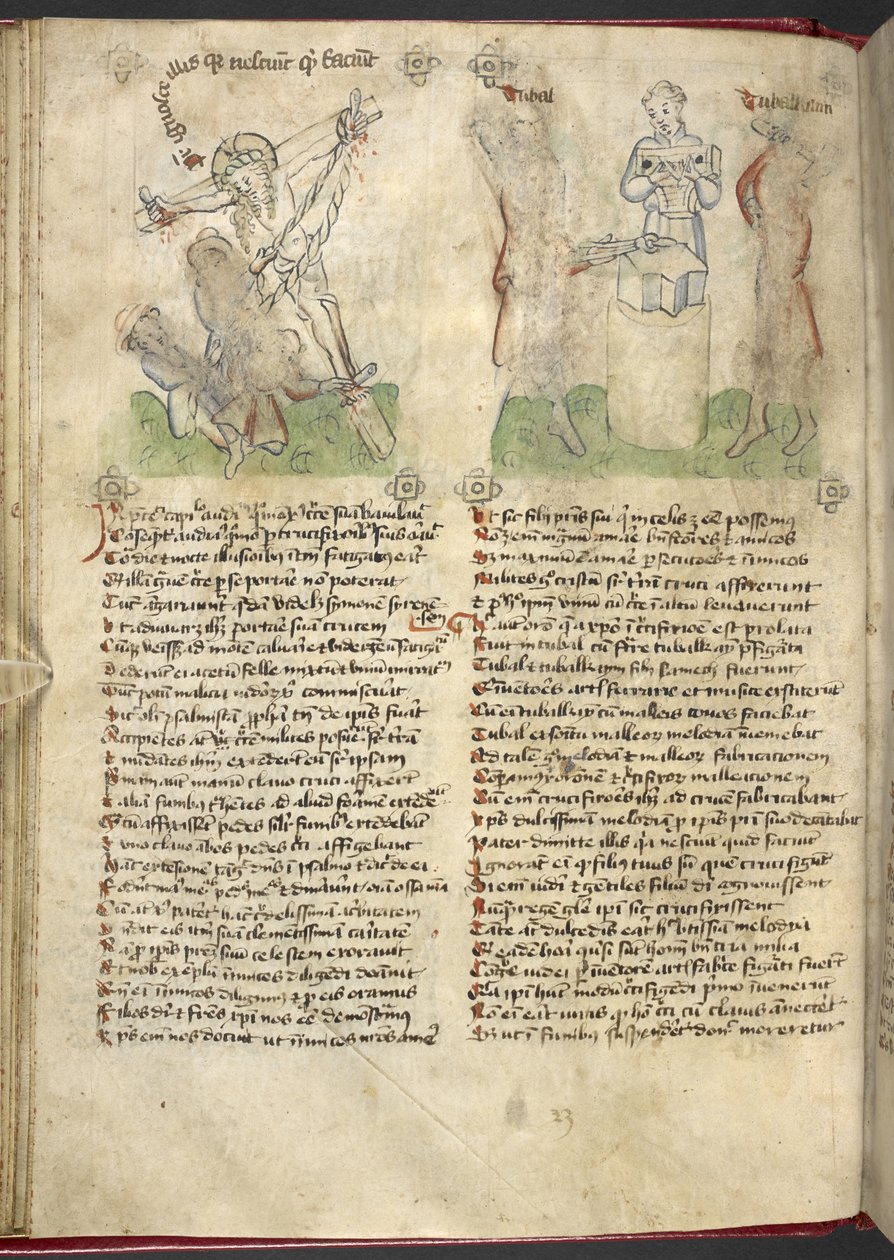 The Raising of the Cross; Jubal and Tubal-Cain, from 'Speculum Humanae ...