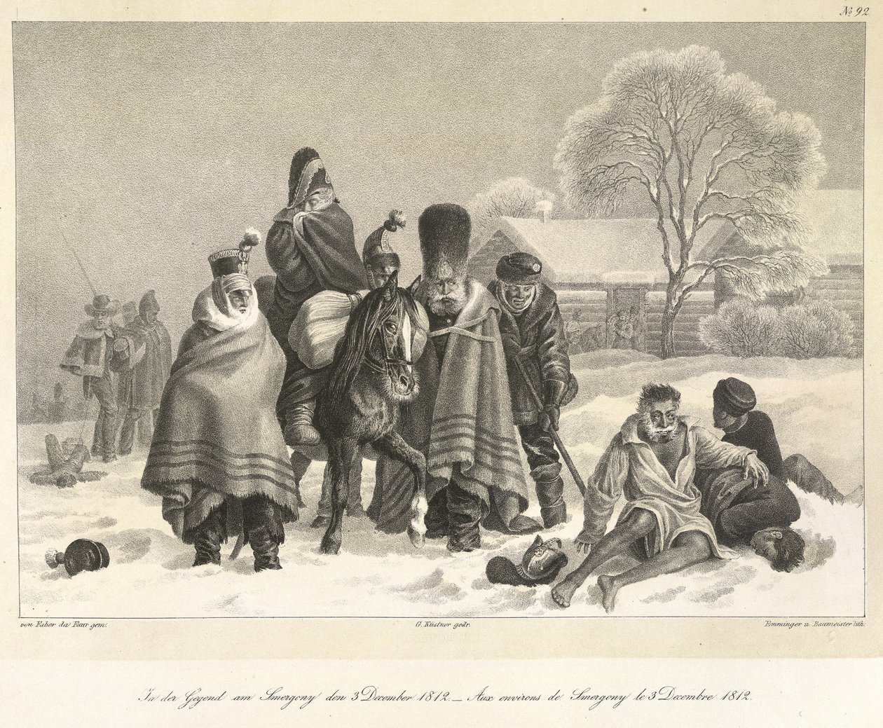 The Retreat from Moscow, 3rd December 1812, illustration from 'Blaetter ...