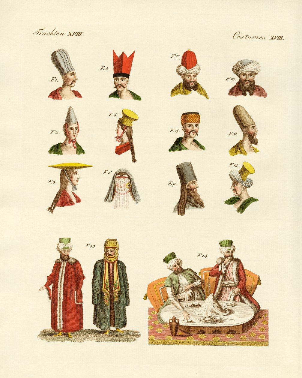 Turkish National Costumes by German School: Fine art print