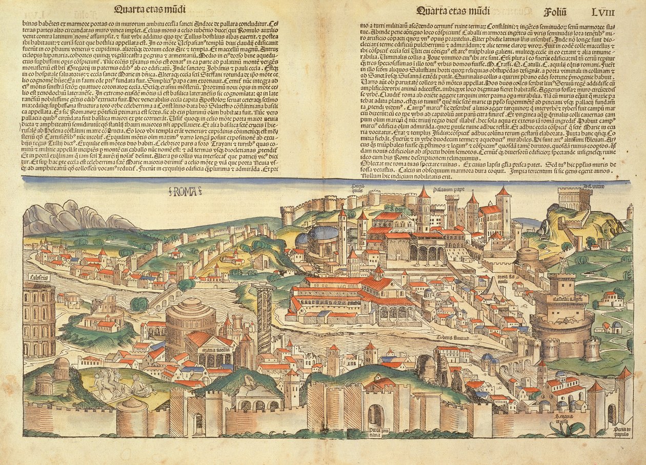 View of the City of Rome, from the Nuremberg Chronicle by Hartmann ...