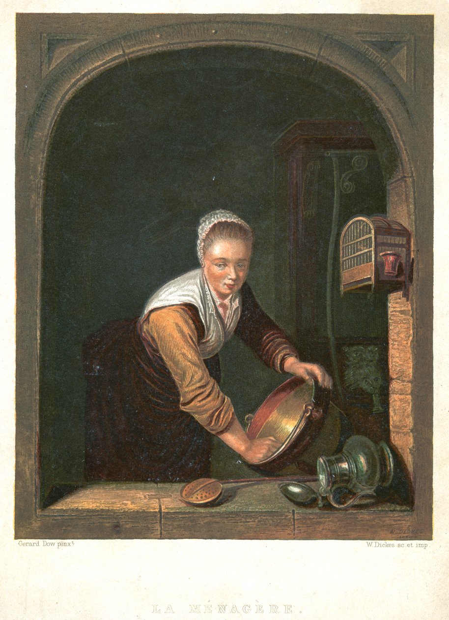 The Housewife by Gerrit Dou: Premium art reproduction