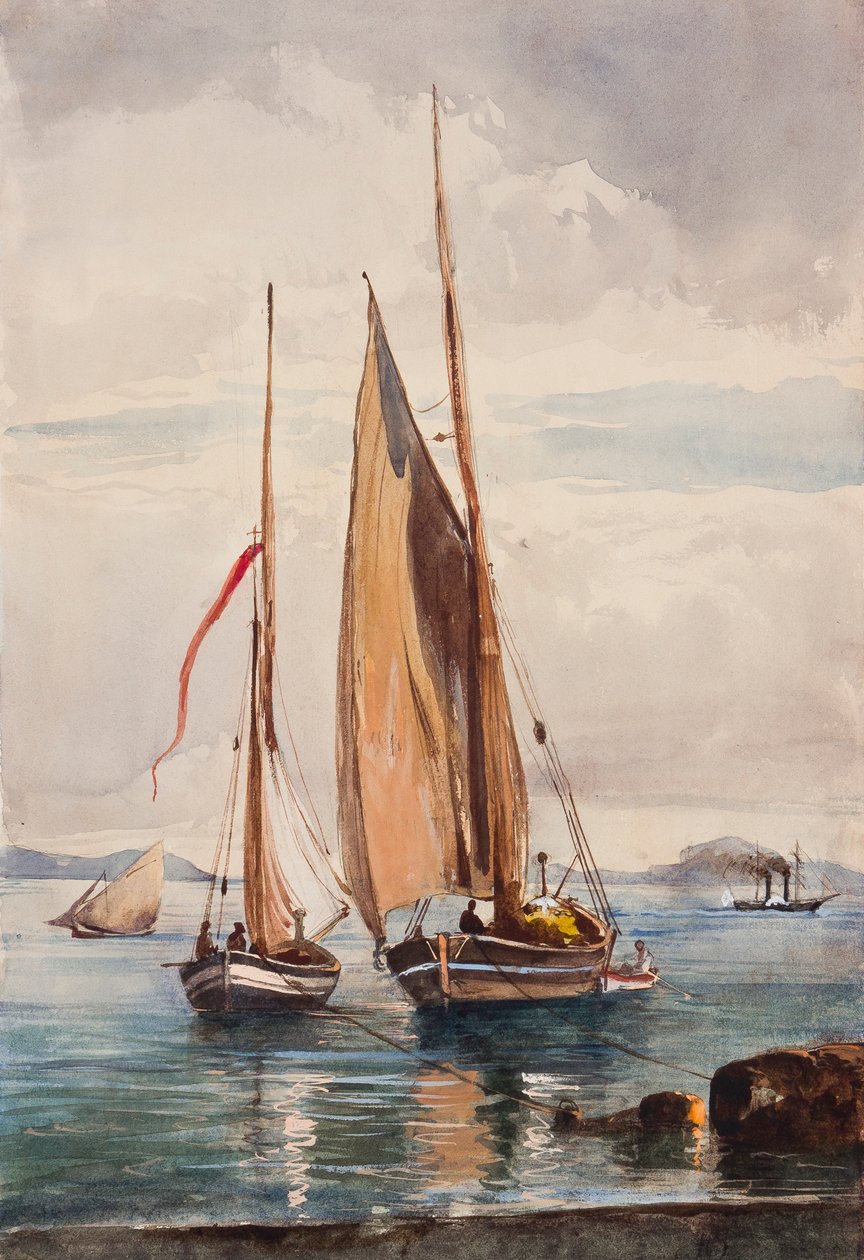 Fishing Boats and Steamship, with Additions by Prince Alfonso Maria di ...