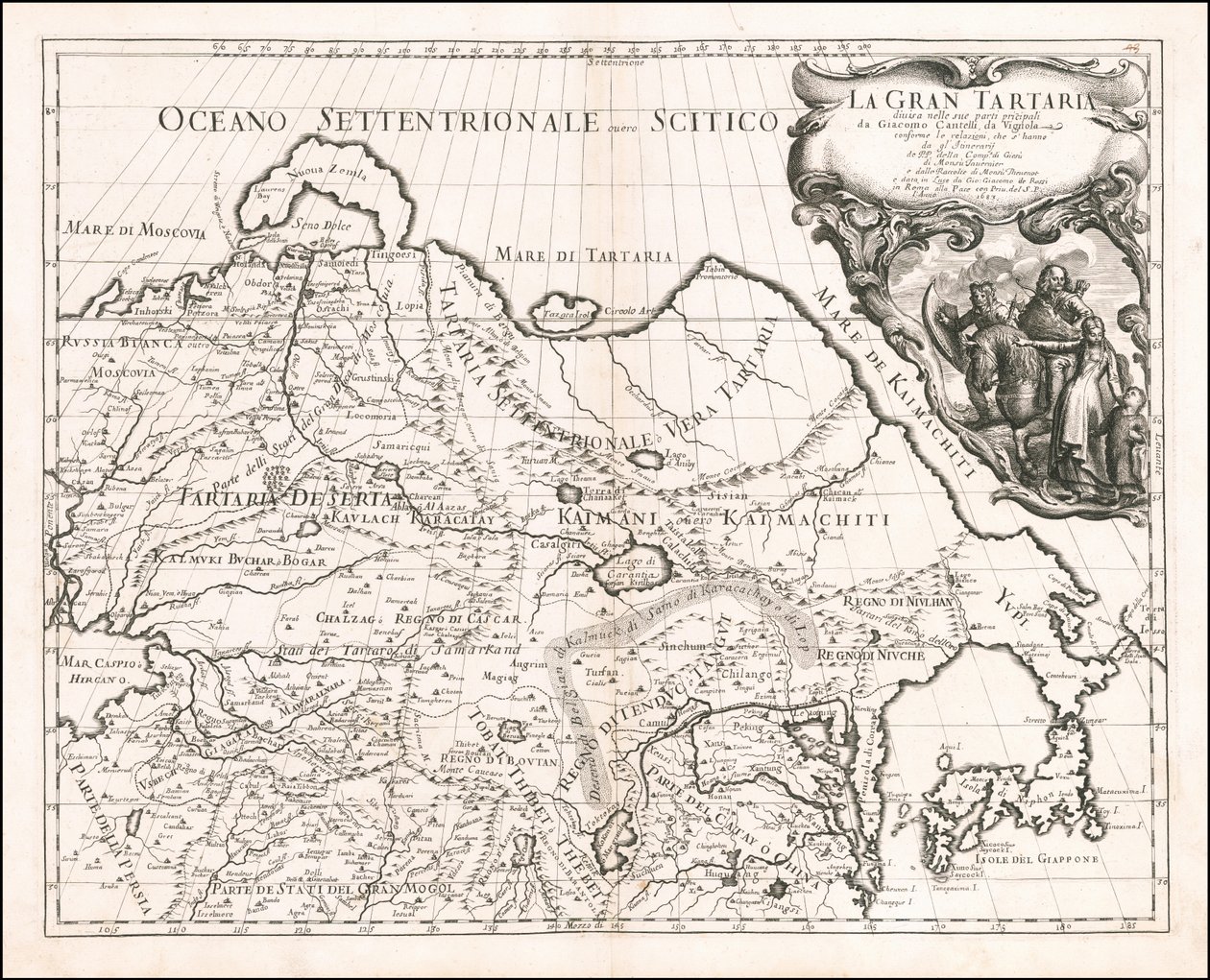 1683 Map of Great Tartary by Giacomo Cantelli