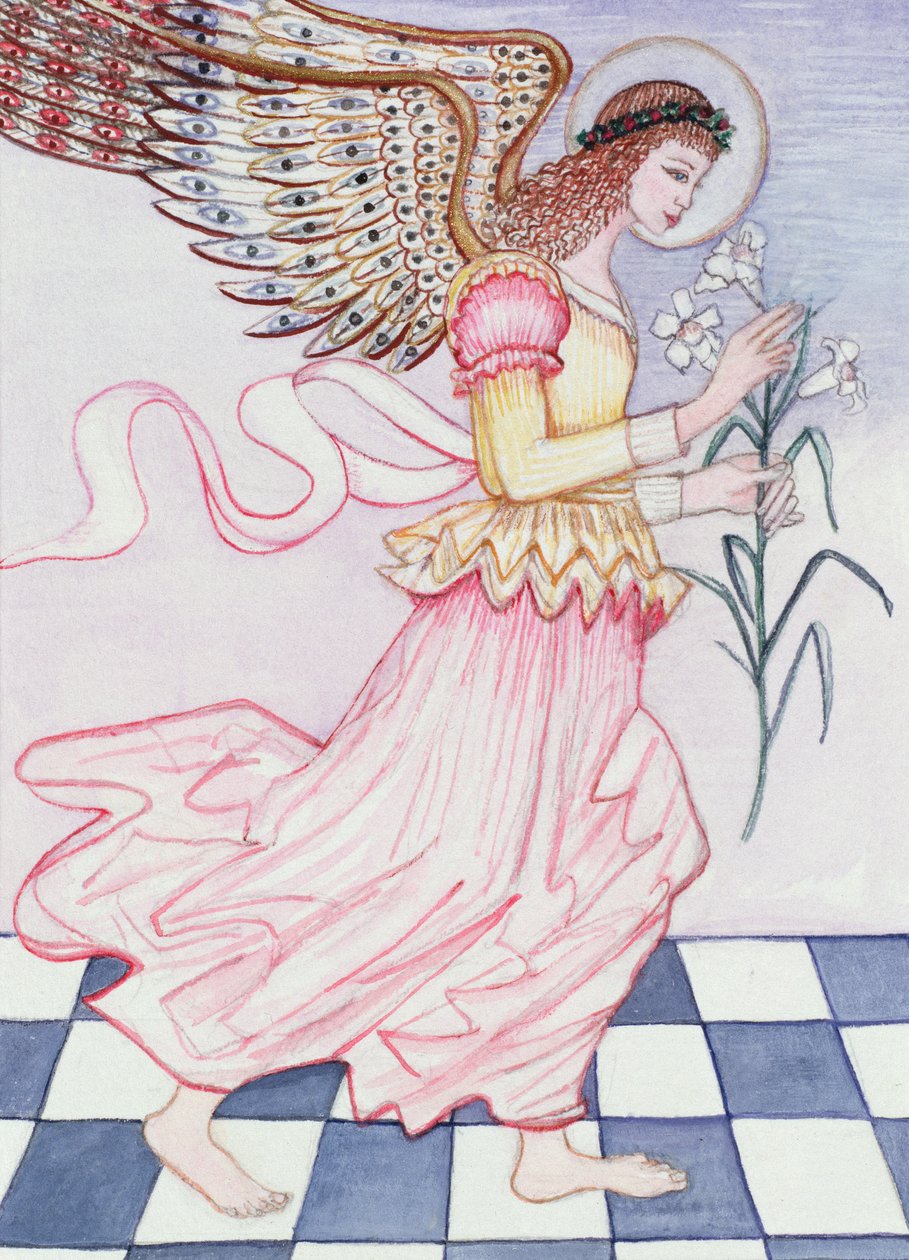 Angel with tiger lily by Gillian Lawson: Fine art print