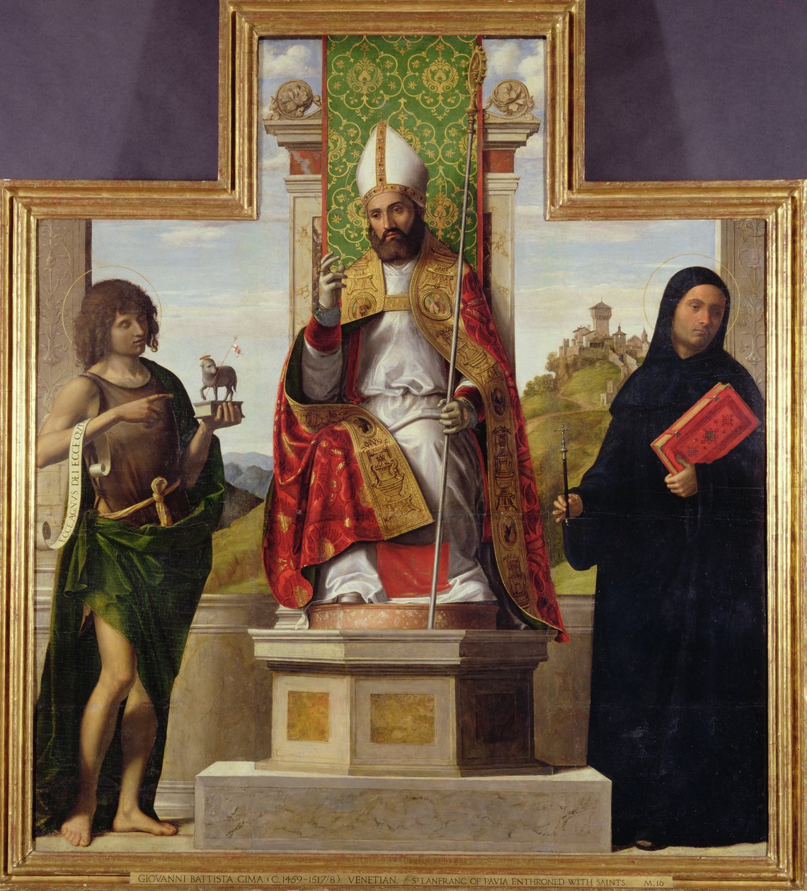 St. Lanfranc of Pavia Enthroned Between St. John the Baptist and St ...