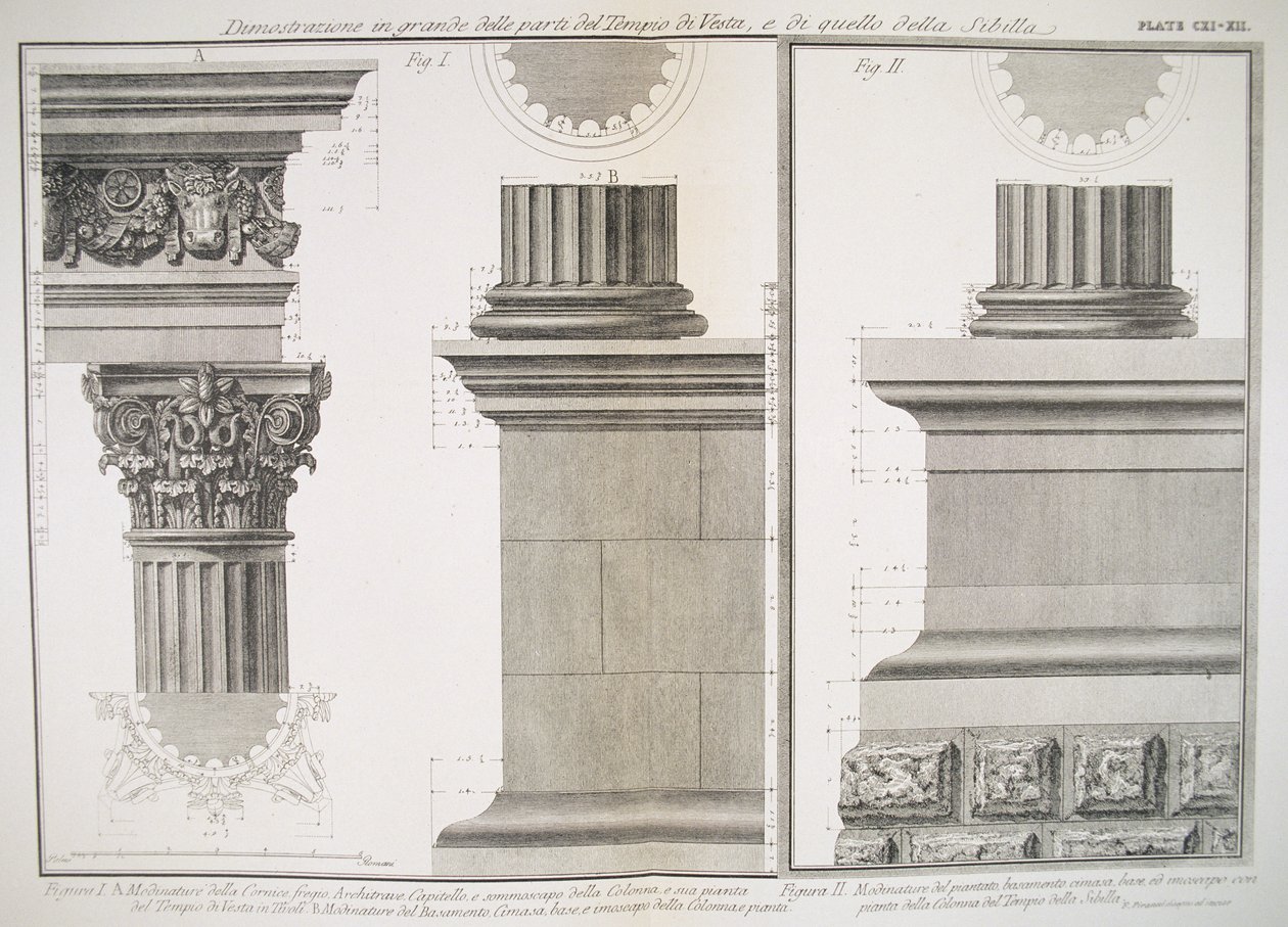 Illustration of the Column Structure of the Temple of Vesta and the ...