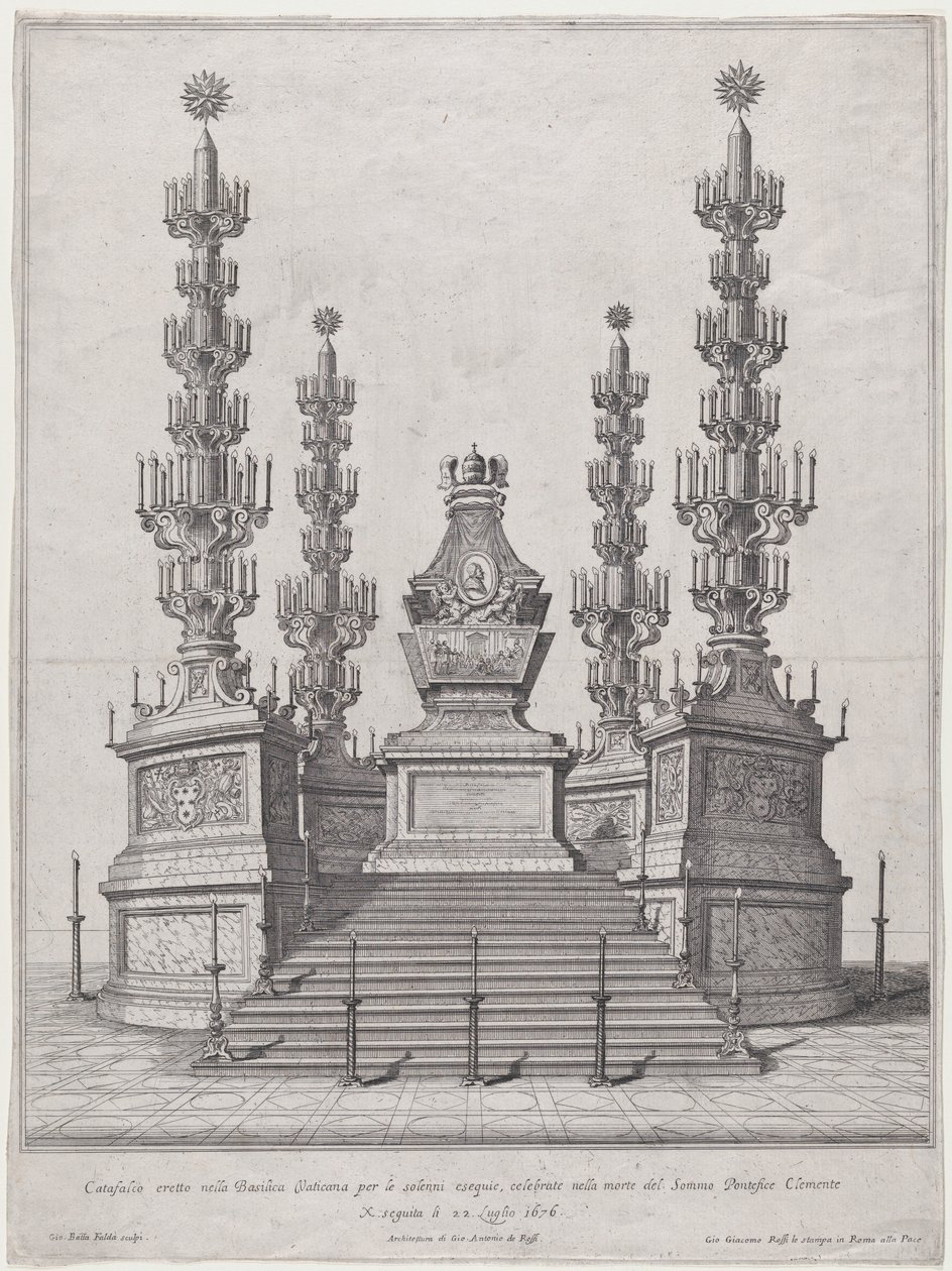 Catafalque for Pope Clement X, central structure at the top of a ...