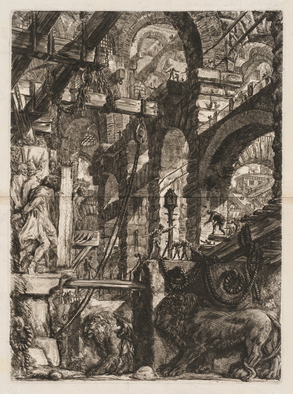The Prisons: A Perspective of Roman Arches, with Two Lions Carved in Relief