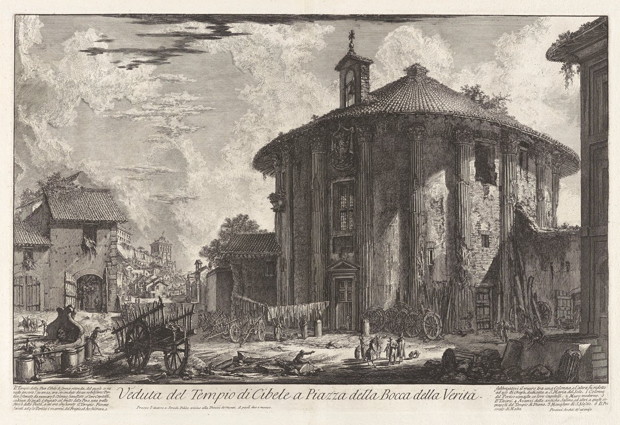 View of the Temple of Cybele in the Piazza of the Bocca della Verità ...