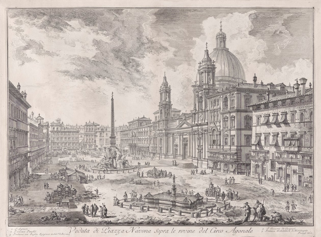 View of Piazza Navona Above the Ruins of the Circus of Domitian, from ...