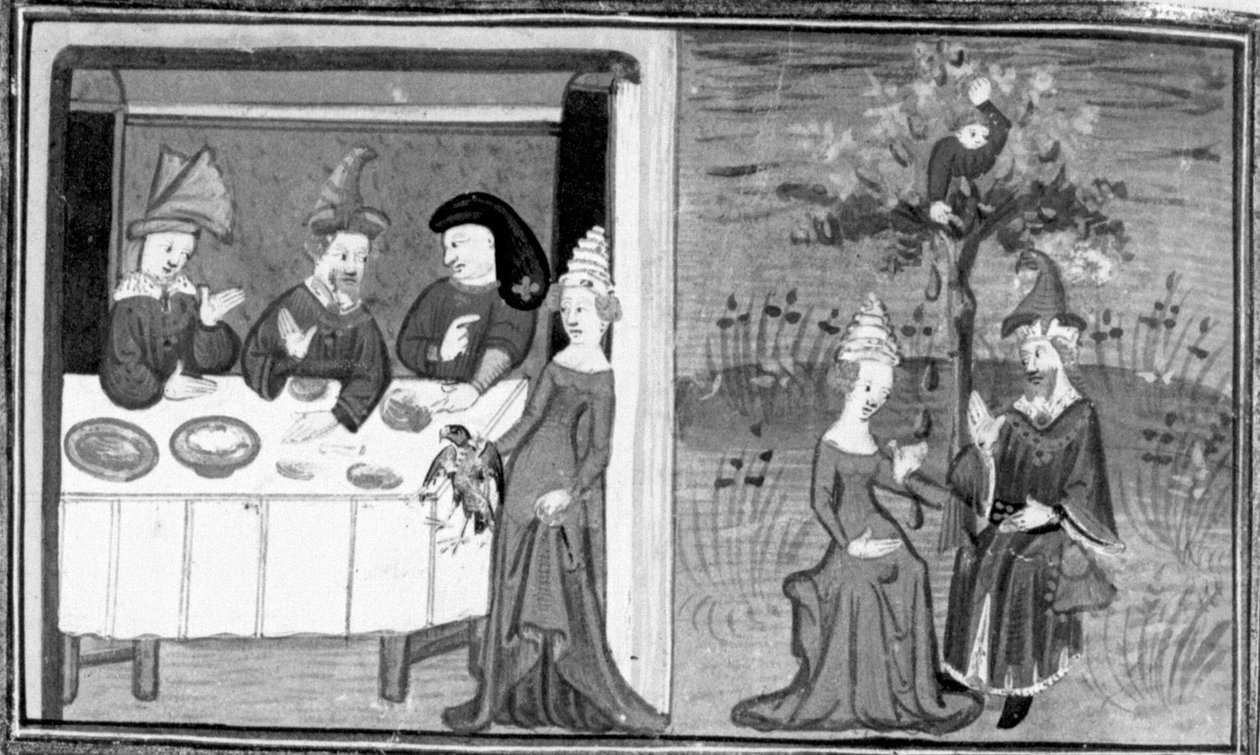 Decameron, Lidia kills her husband's hawk; the woman converses with her ...