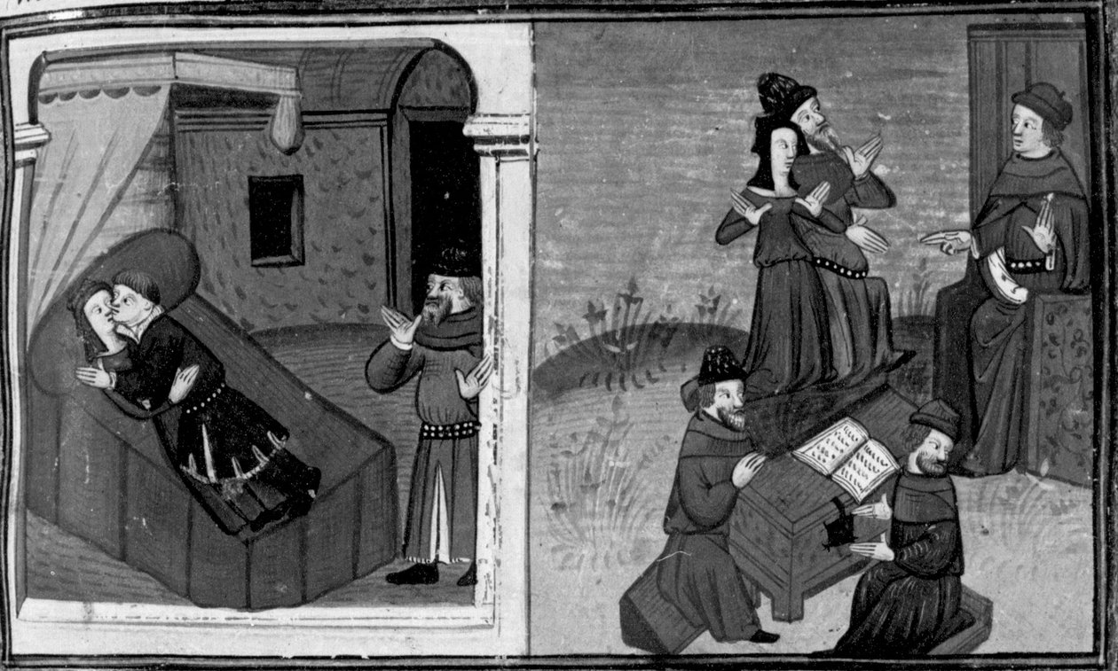 Decameron, Philippa is discovered by her husband during adultery; the ...