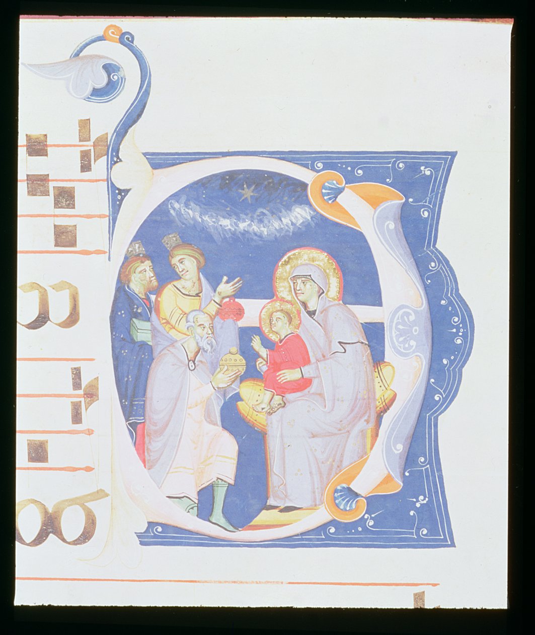 Historiated Initial 'O' Depicting the Adoration of the Magi, from a ...