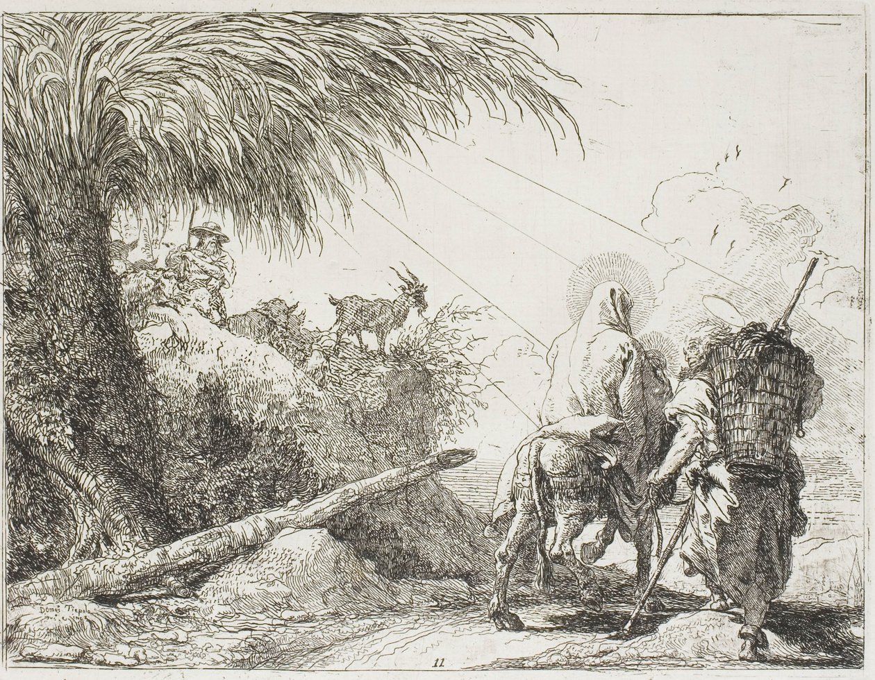 Joseph and Mary Passing a Shepherd and His Flock, plate eleven from The ...