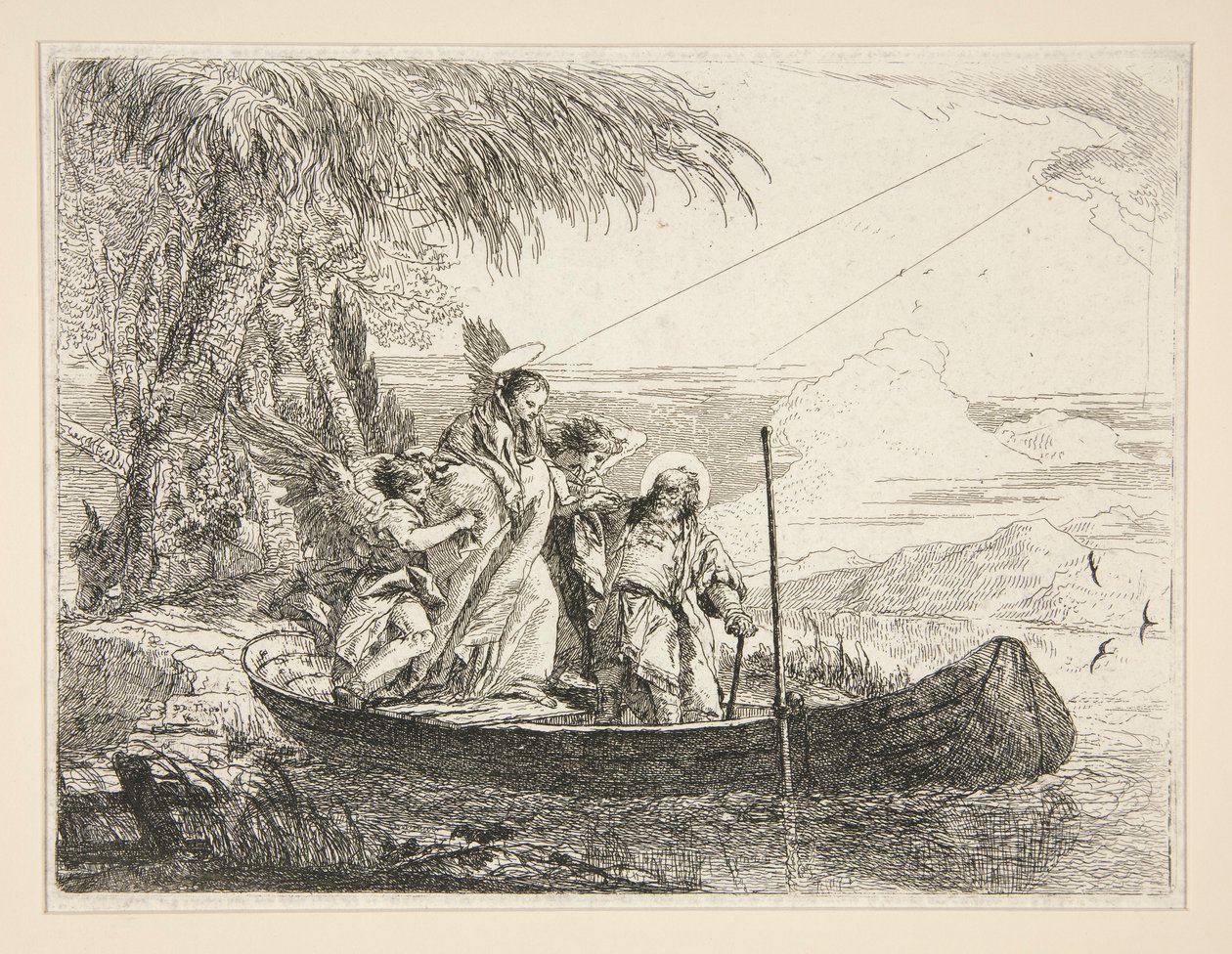 The Holy Family Enters a Boat, from the series Idee pittoresche sopra ...