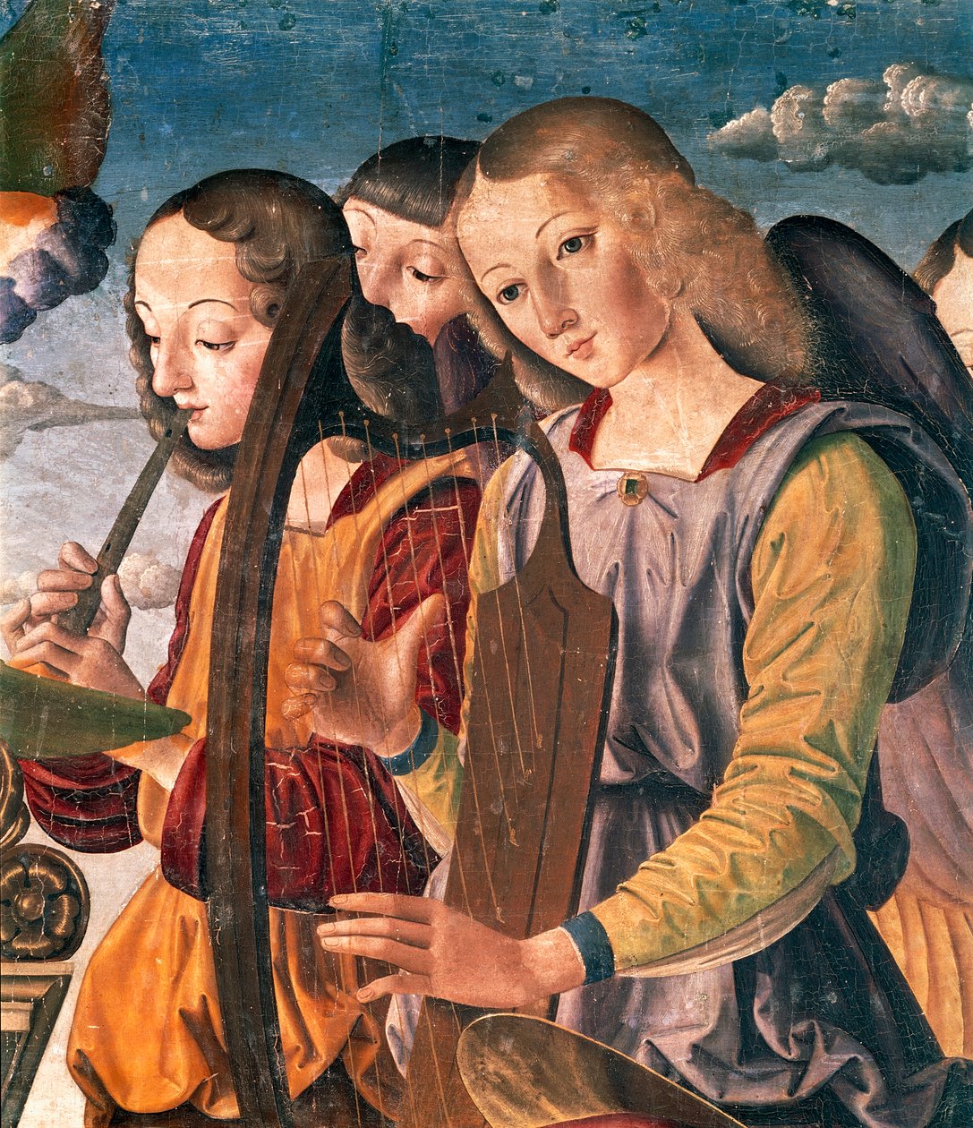 Angels with instruments, (detail) from Holy Conversation with Madonna ...