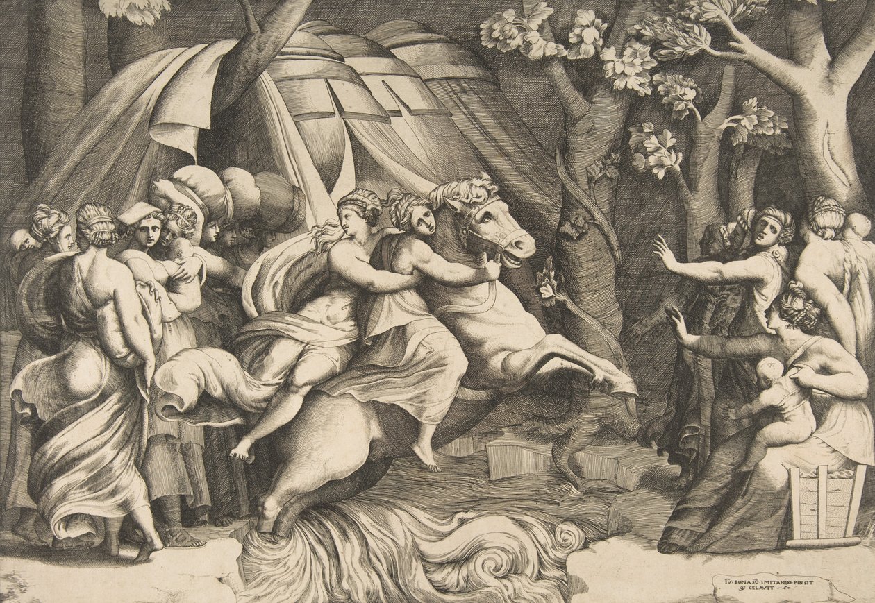 Cloelia on horseback crossing the Tiber, ca. 1540-60