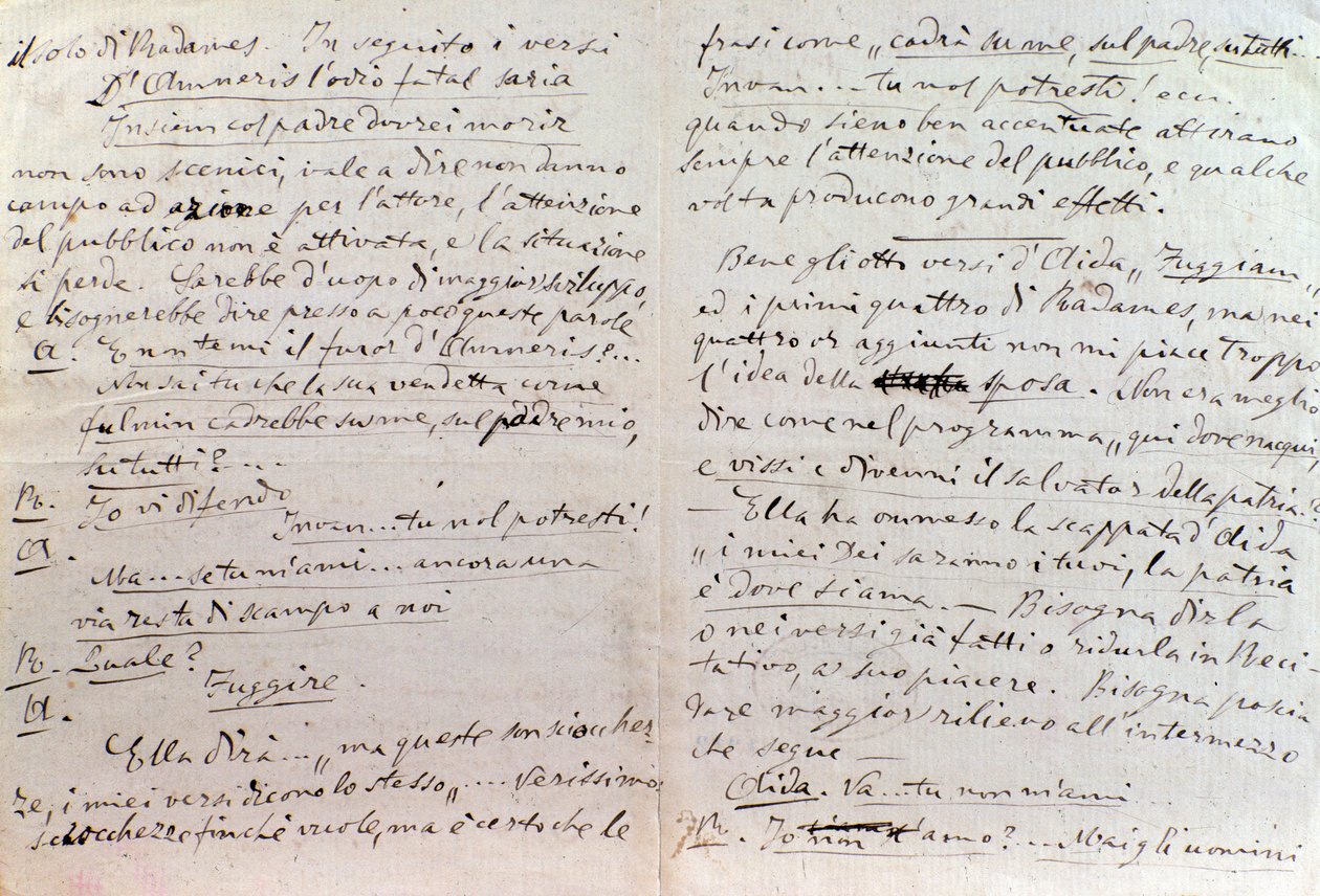 Handwritten letter of Giuseppe Verdi to Aida librettist Antonio Ghislanzoni