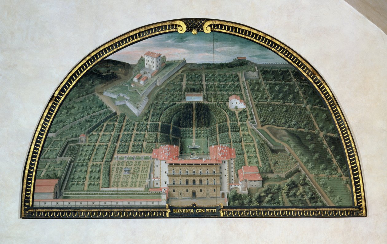 Fort Belvedere and the Pitti Palace from a Series of Lunettes Depicting ...