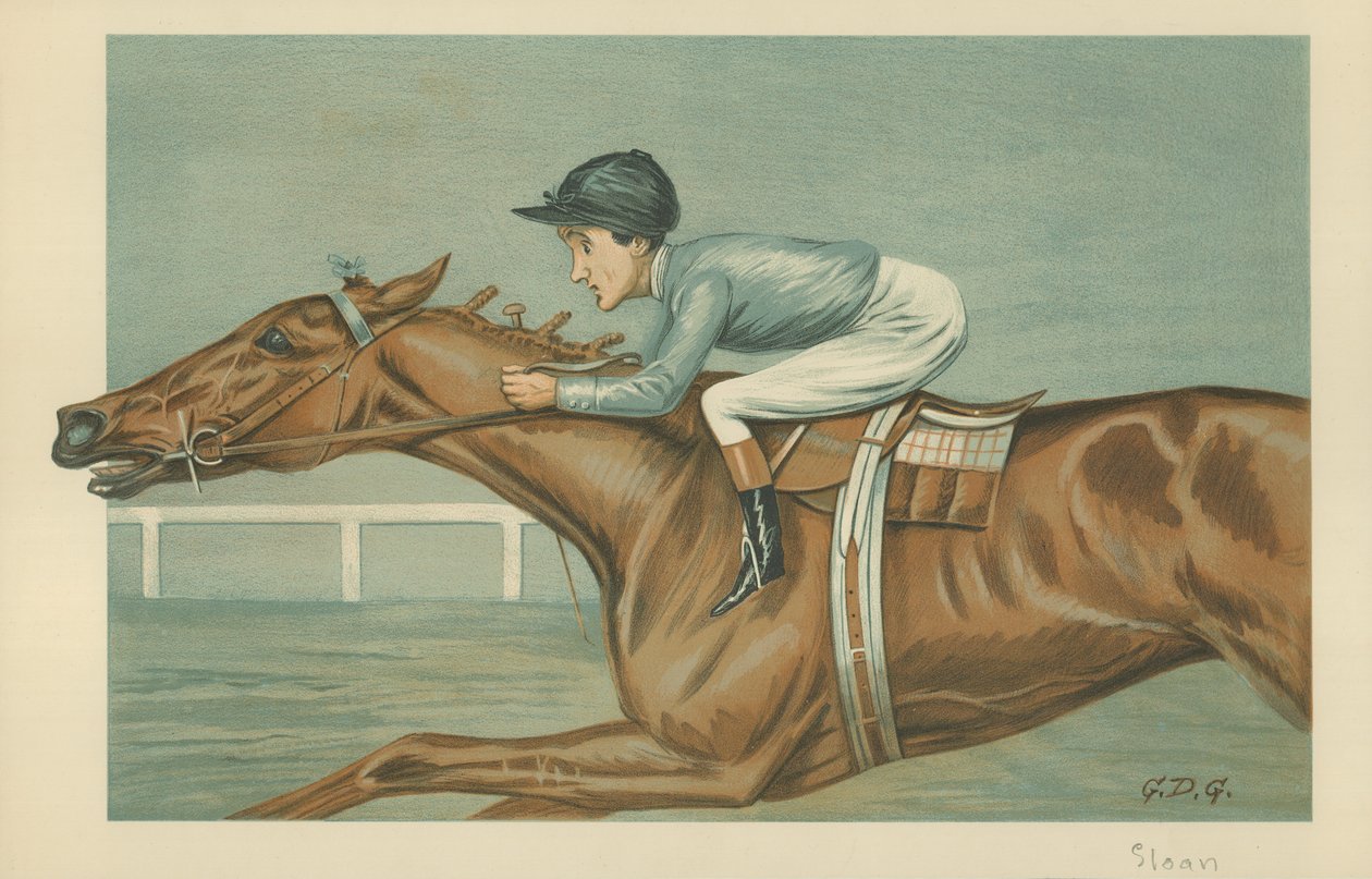 Tod Sloan, An American jockey, 25 May 1899, Vanity Fair cartoon